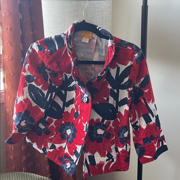 Ruby Rd. | Jackets & Coats | Ruby Rd Red And Blue Floral Jacket | Poshmark